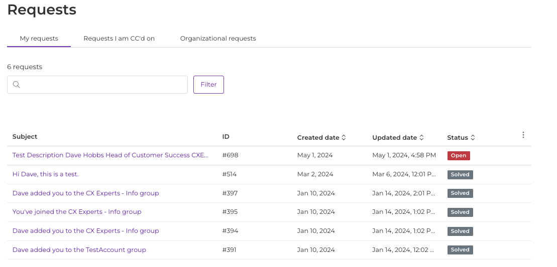 Submitting and tracking requests in our help center Customer Portal – CX Experts